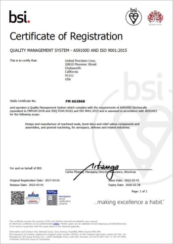 Certifications - United Precision Corp.